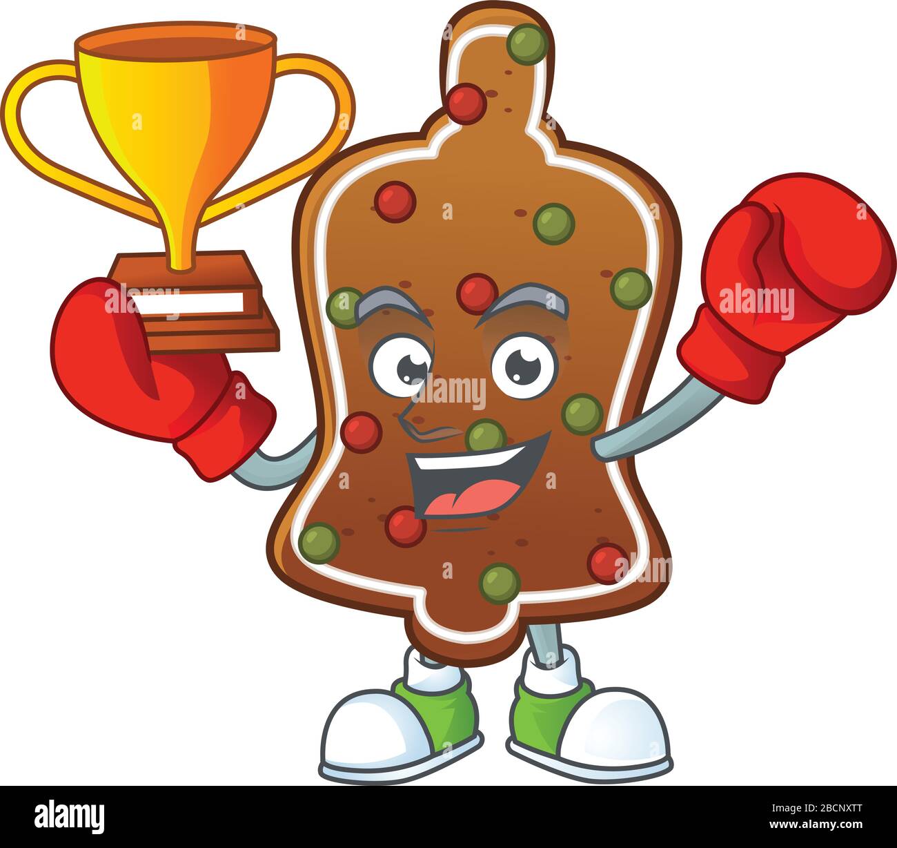 Proudly face of boxing winner gingerbread bell presented in cartoon ...