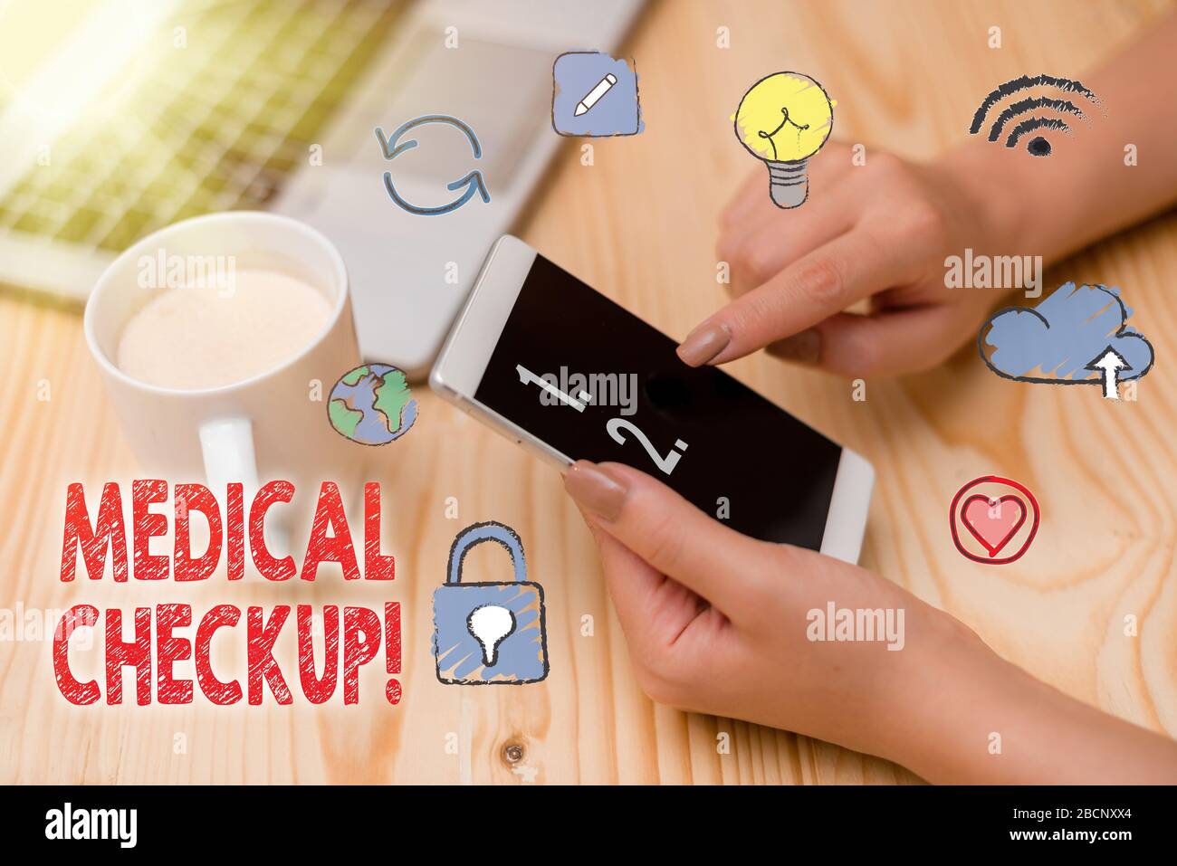 Conceptual hand writing showing Medical Checkup. Concept meaning thorough physical examination ...