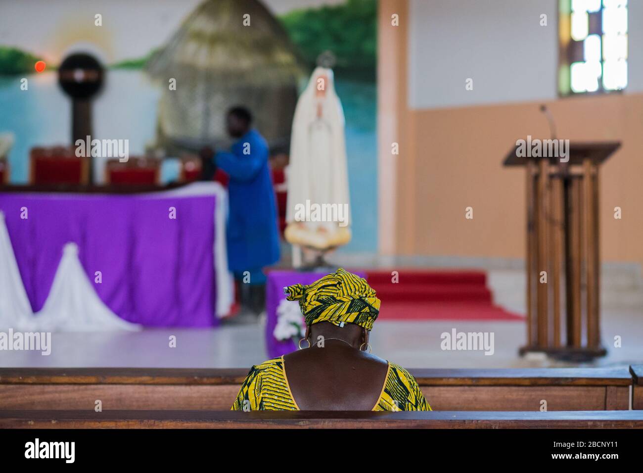Inside a Christian church in Joal-Fadiouth in Senegal Stock Photo - Alamy