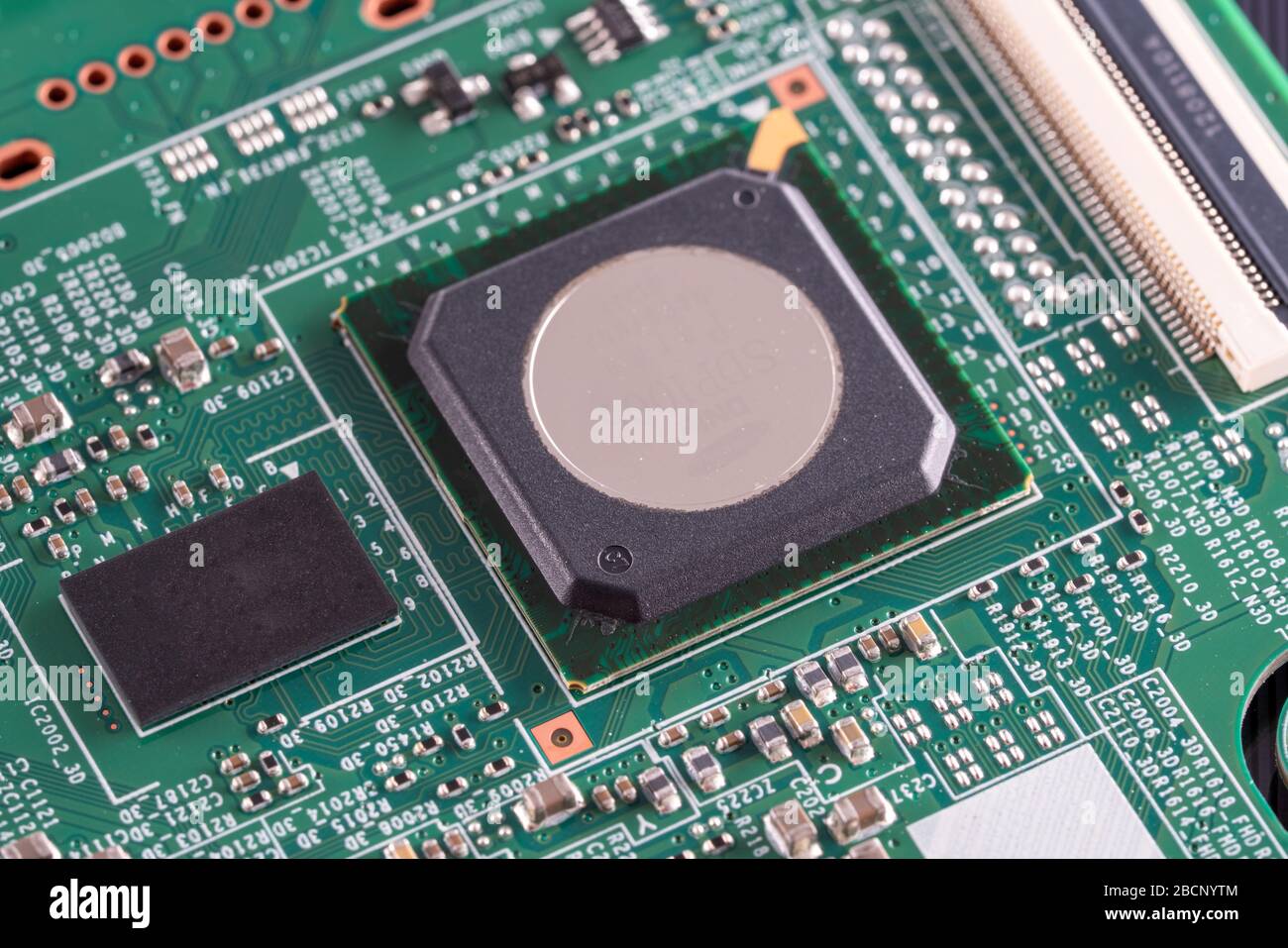 Microcontroller pcb. Close up printed circuit board of an electronic ...