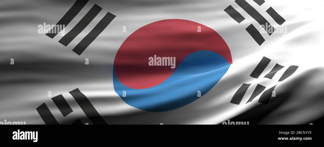 South Korea sign symbol. South Korean national flag waving texture ...