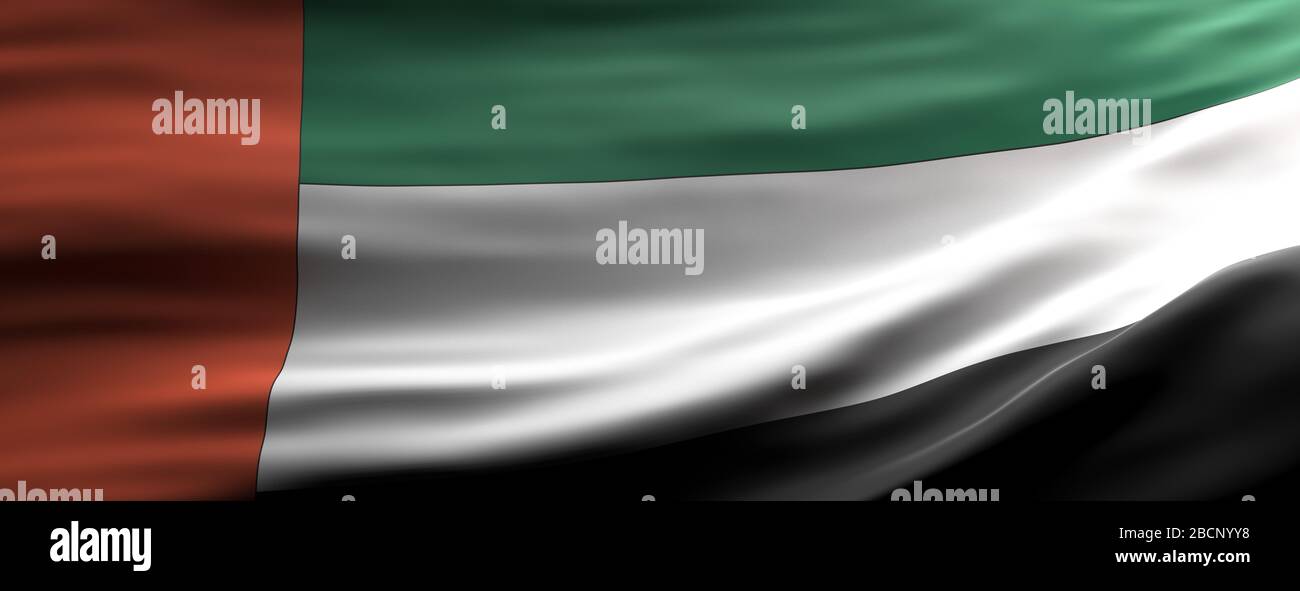 UAE sign symbol. United Arab Emirates national flag waving texture ...