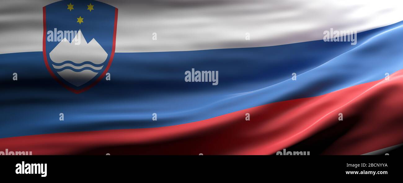 Slovenia sign symbol. Slovenian national flag waving texture background ...