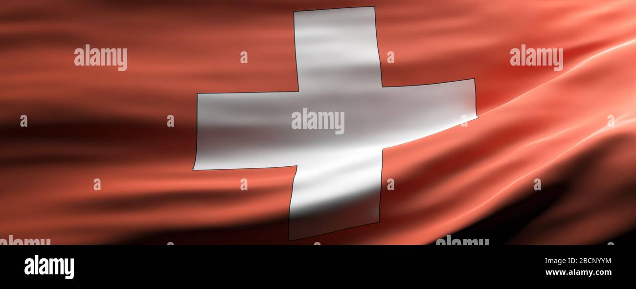 Switzerland sign symbol. Swiss national flag waving texture background ...