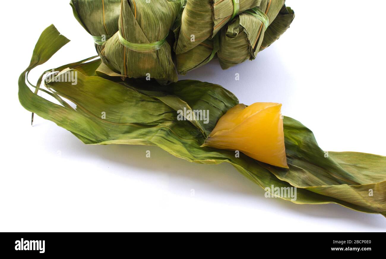 Steamed glutinous rice wrapped in bamboo leaf Stock Photo - Alamy