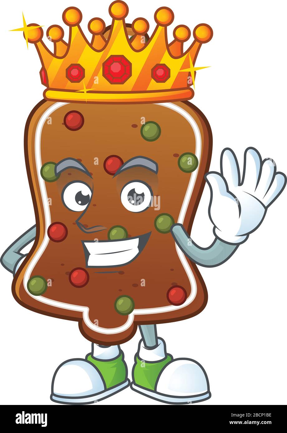 The Charismatic King of gingerbread bell cartoon character design ...