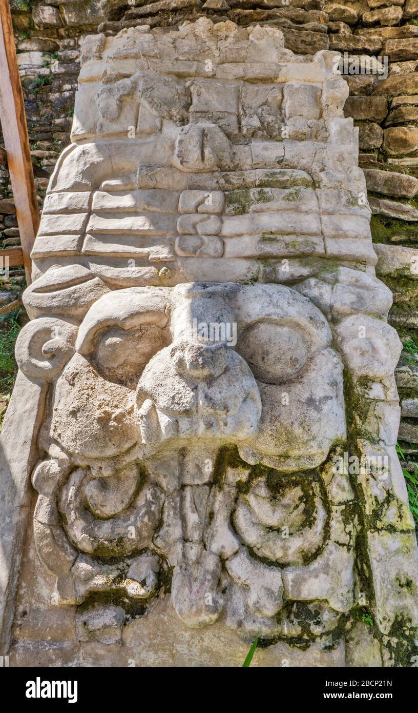 Carving panel at Acropolis, Maya ruins at Tonina archaeological site ...