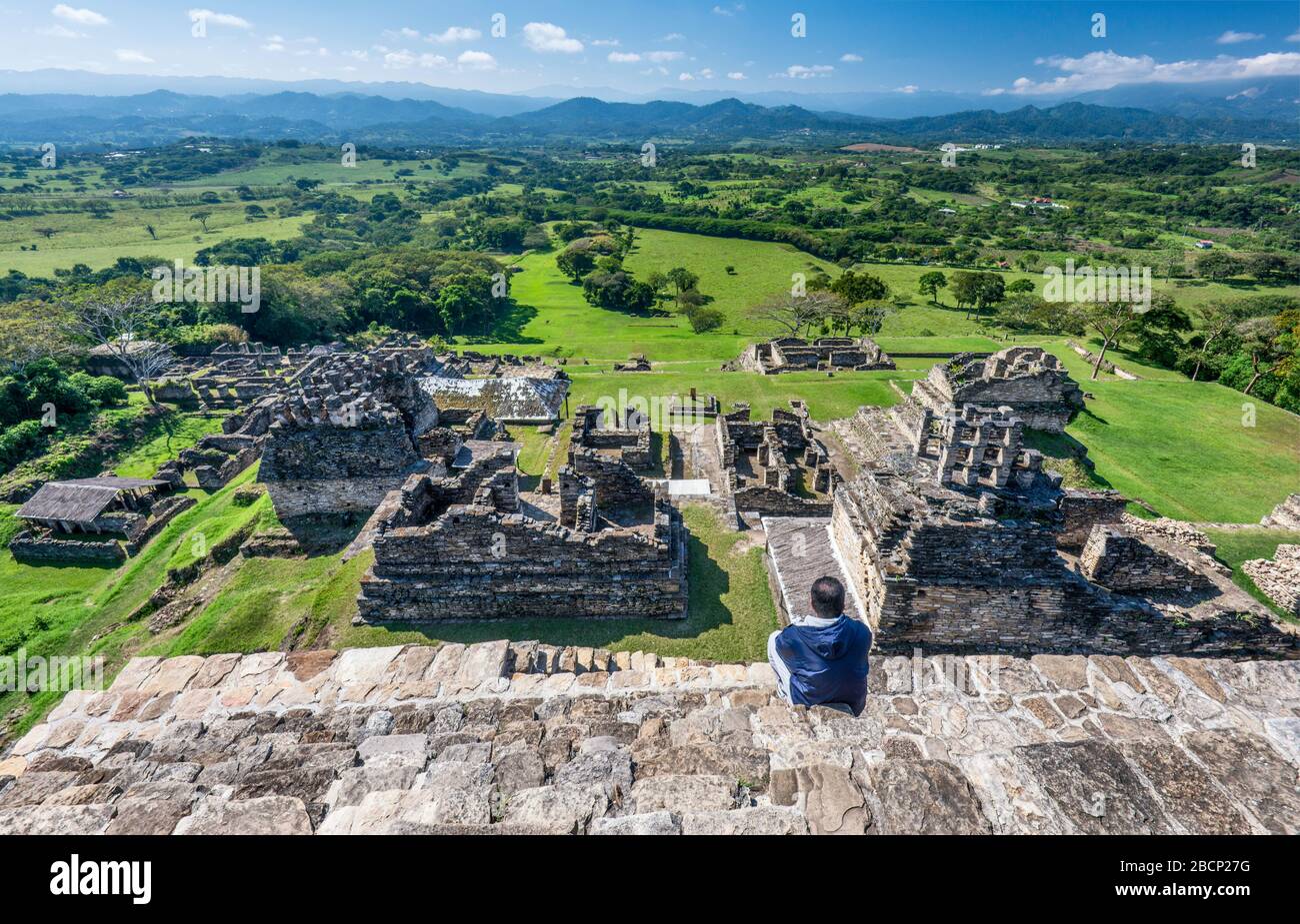 View of Chiapas highlands from top of a pyramid, Temple of the Smoking ...