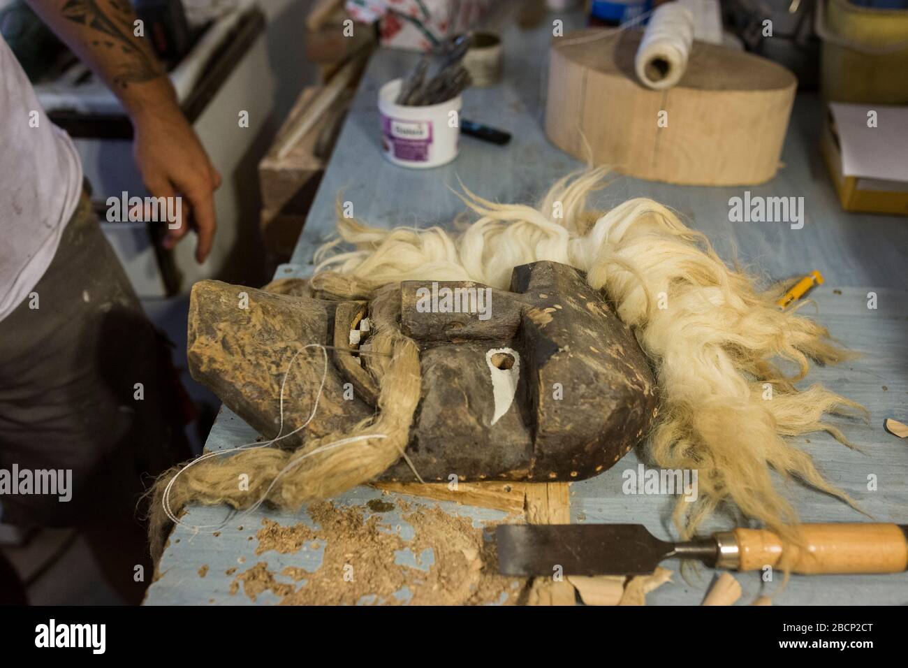 Traditional Hungarian buso mask making in progress Stock Photo - Alamy