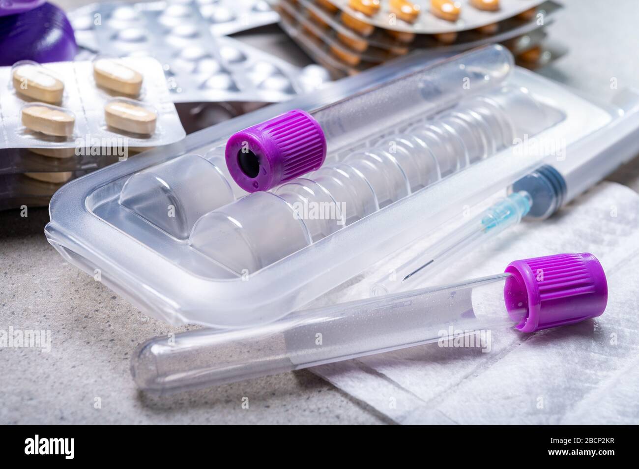 Medical test-tubes for blood samples for screening of virus, flu or ...