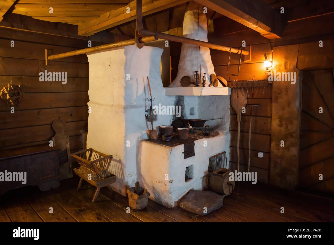 The Ethnographic Museum in Krakow, Poland, traditional stove, interior ...
