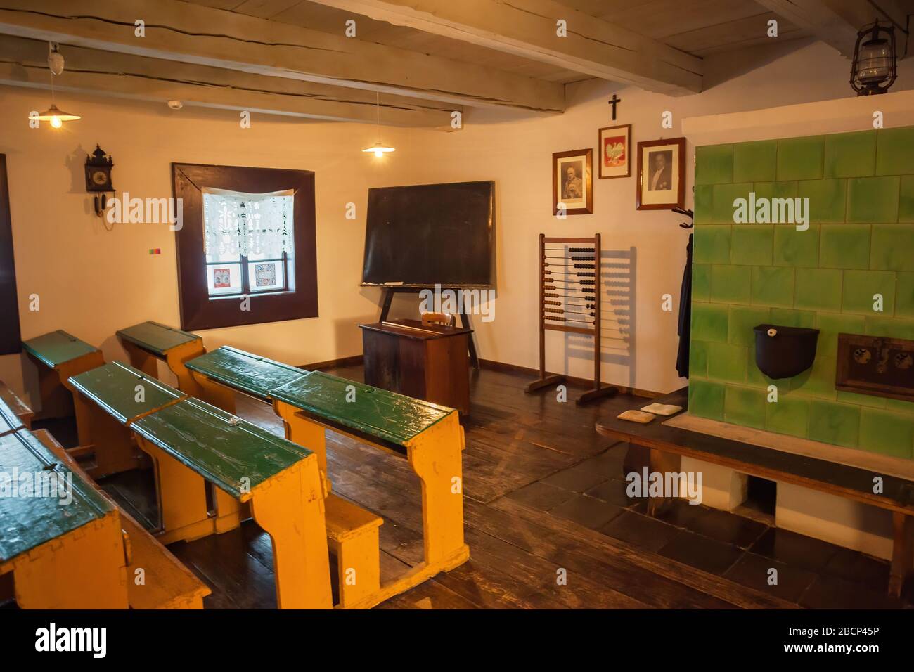 Old classroom in the Ethnographic Museum in Krakow, Poland, permament ...