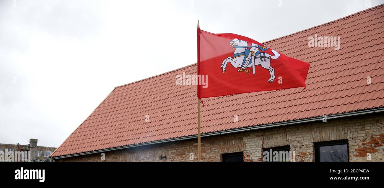 Historical flag of Lithuania, Vytis on red background. Kėdainiai Stock ...