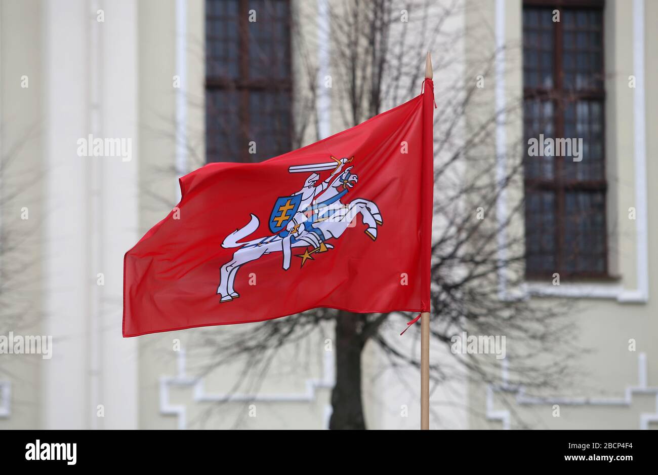 Historical flag of Lithuania, Vytis on red background. Kėdainiai Stock ...