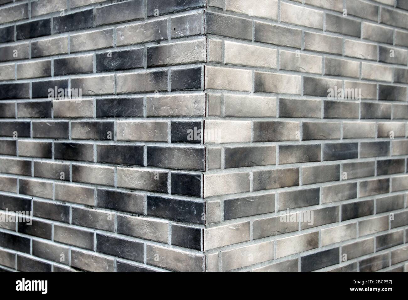 Finishing bricks in architecture, wall with trim tiles, outdoors Stock ...