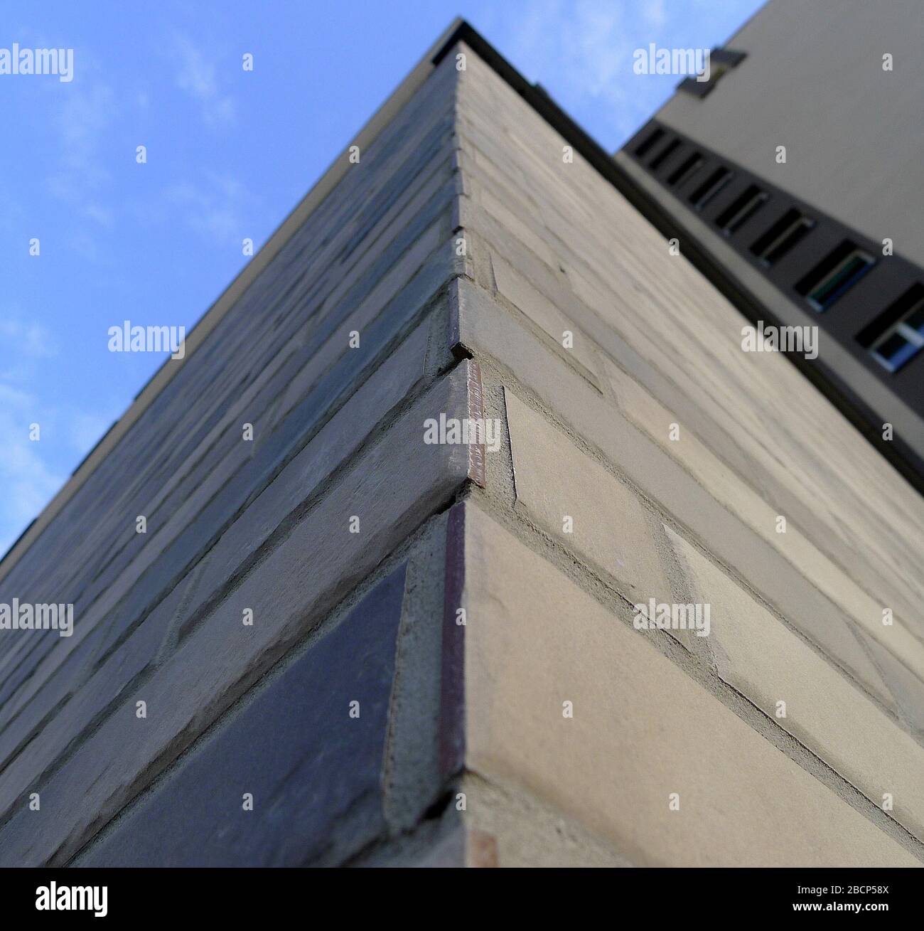 Finishing bricks in architecture, wall with trim tiles, outdoors Stock ...