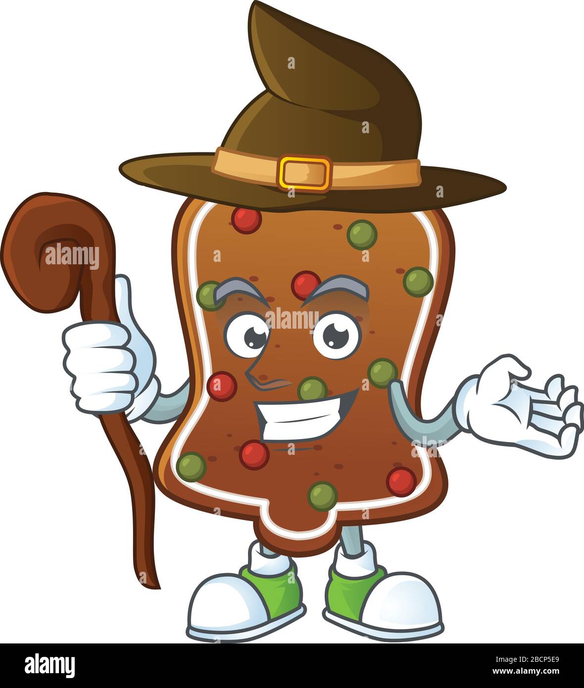 Cute and sneaky Witch gingerbread bell cartoon design style Stock ...
