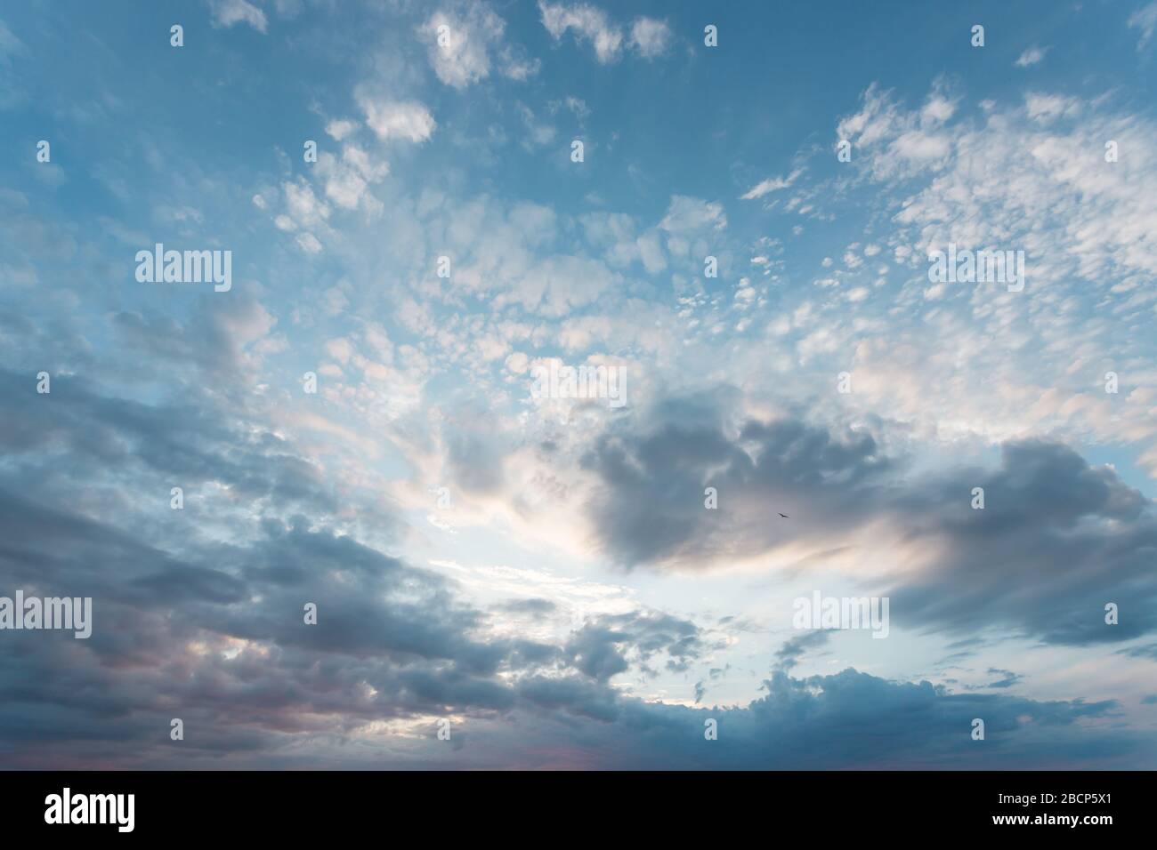 Blue sky with a pastel colored. Soft texture of fluffy clouds. Concept ...