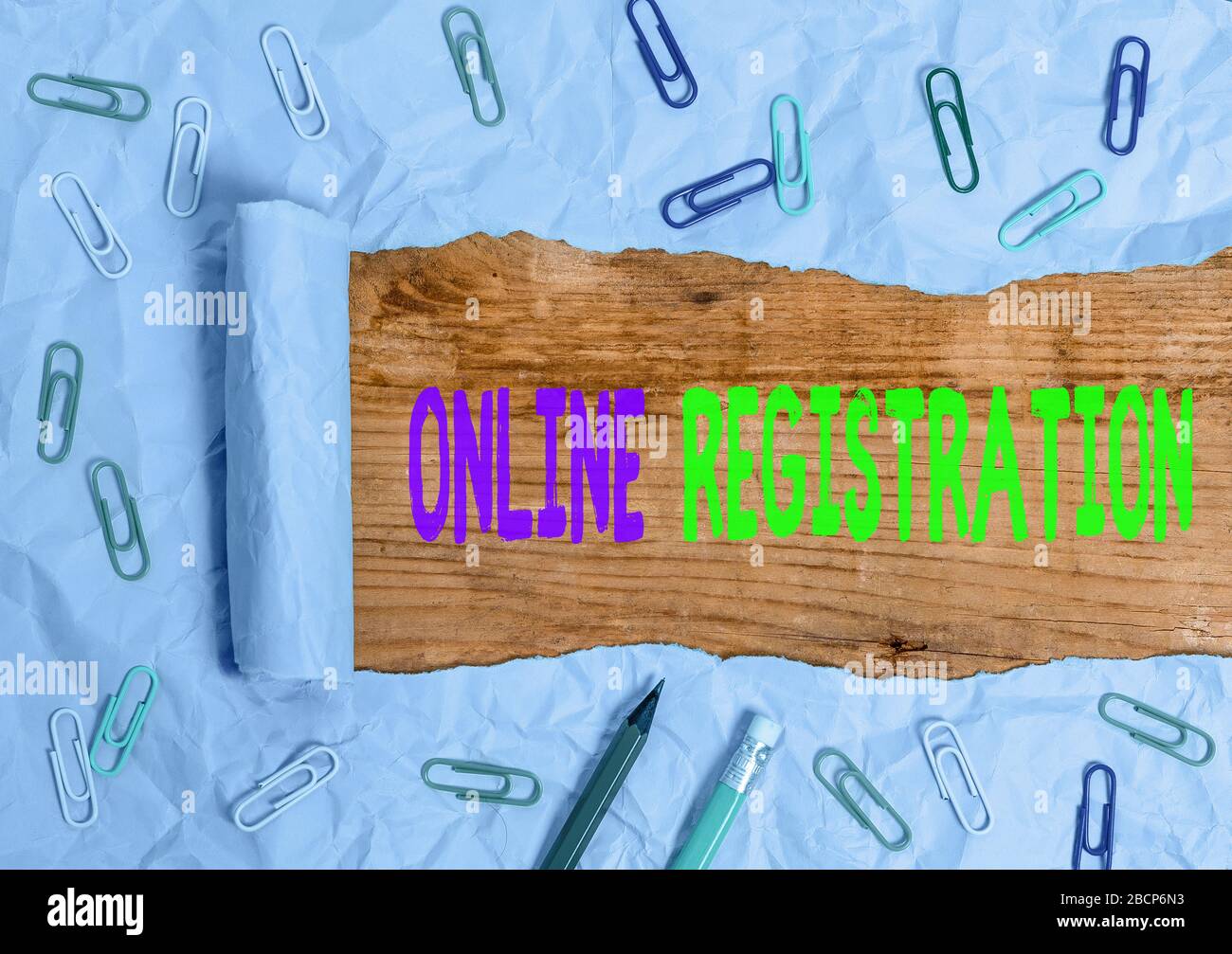 Handwriting text Online Registration. Conceptual photo System for ...