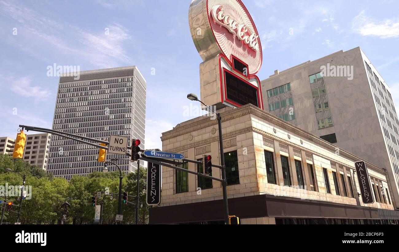 Coca Cola sign in Atlanta Downtown - ATLANTA, USA - APRIL 21, 2016 ...