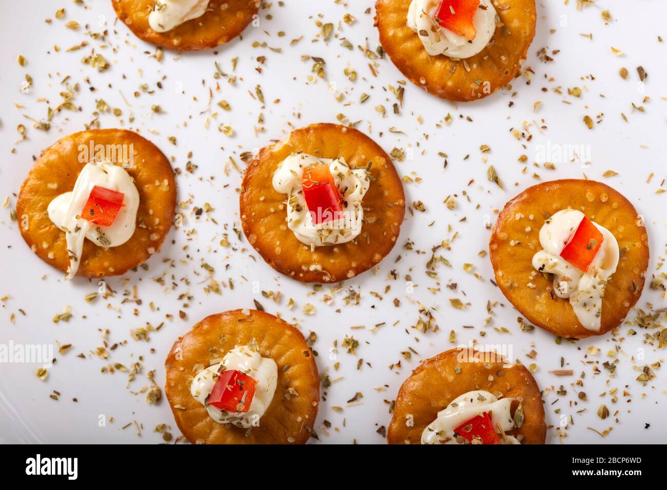 Finger food with cheese and red pepper Stock Photo - Alamy