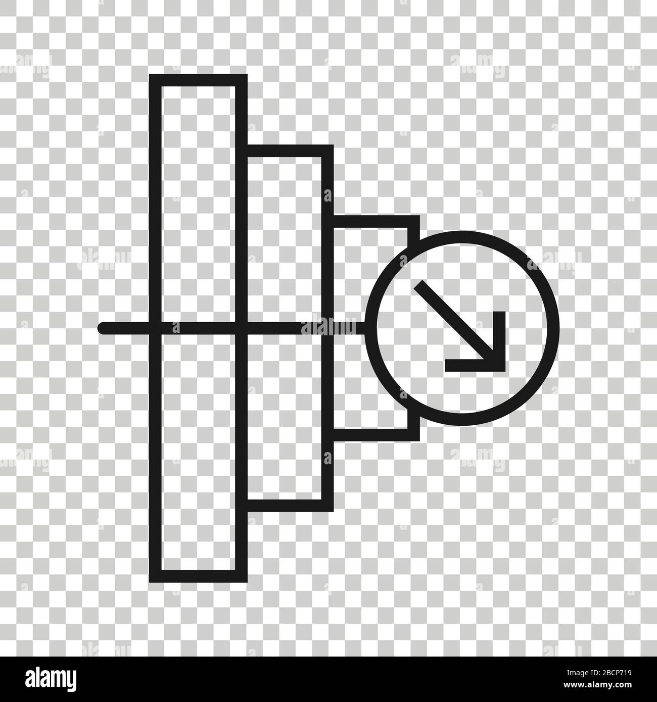 Market trend icon in flat style. Decline arrow with magnifier vector ...