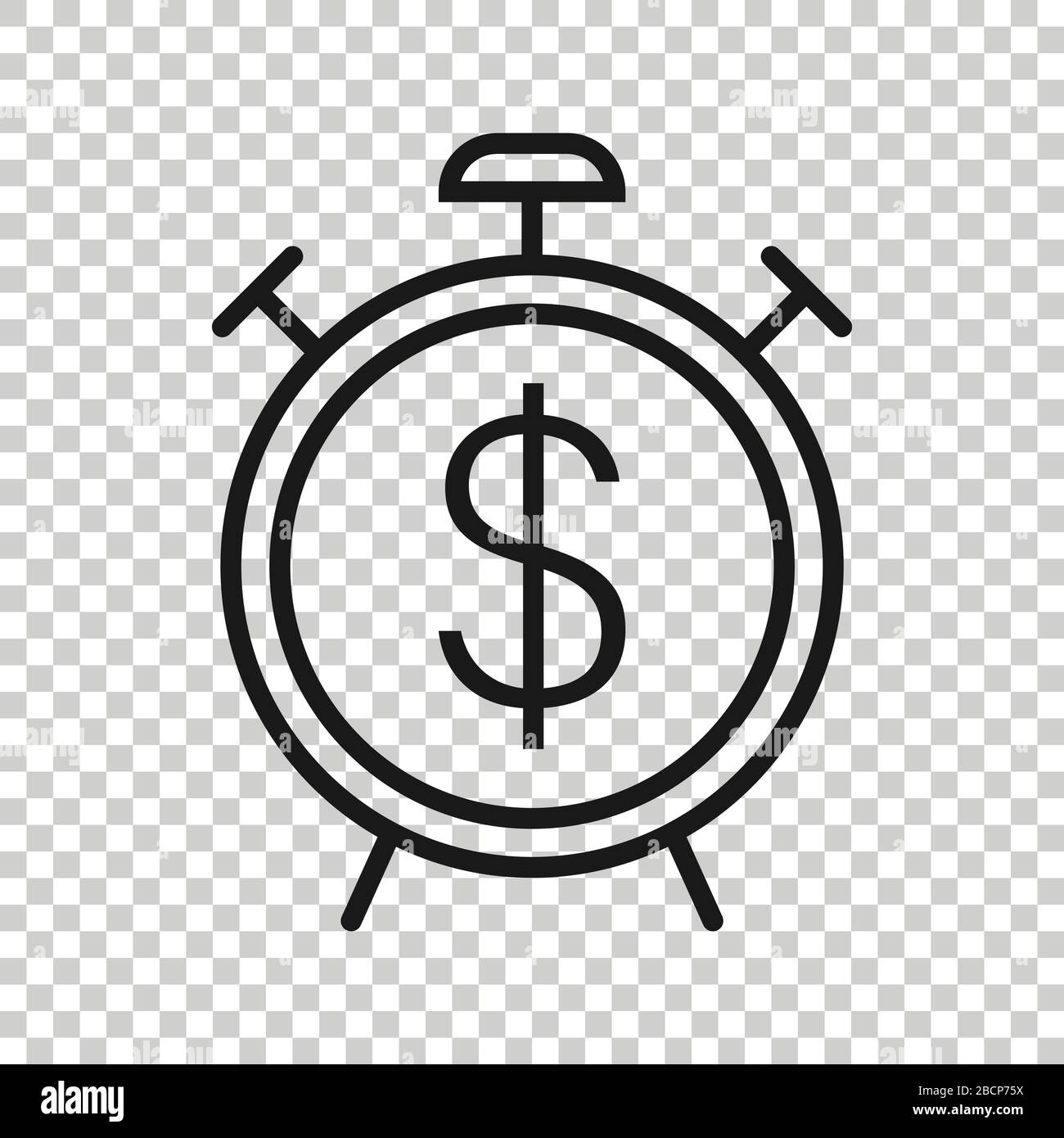 Time is money icon in flat style. Clock with dollar vector illustration ...