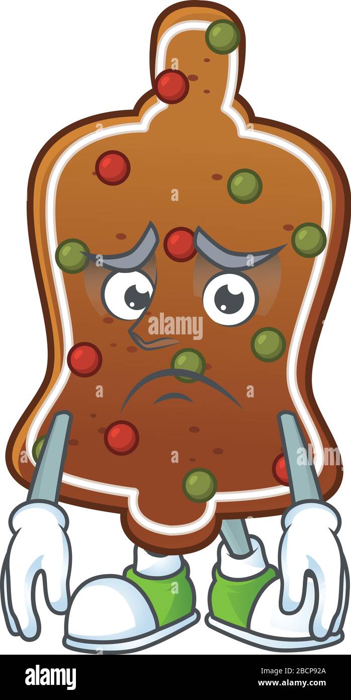 Cartoon picture of gingerbread bell with worried face Stock Vector ...