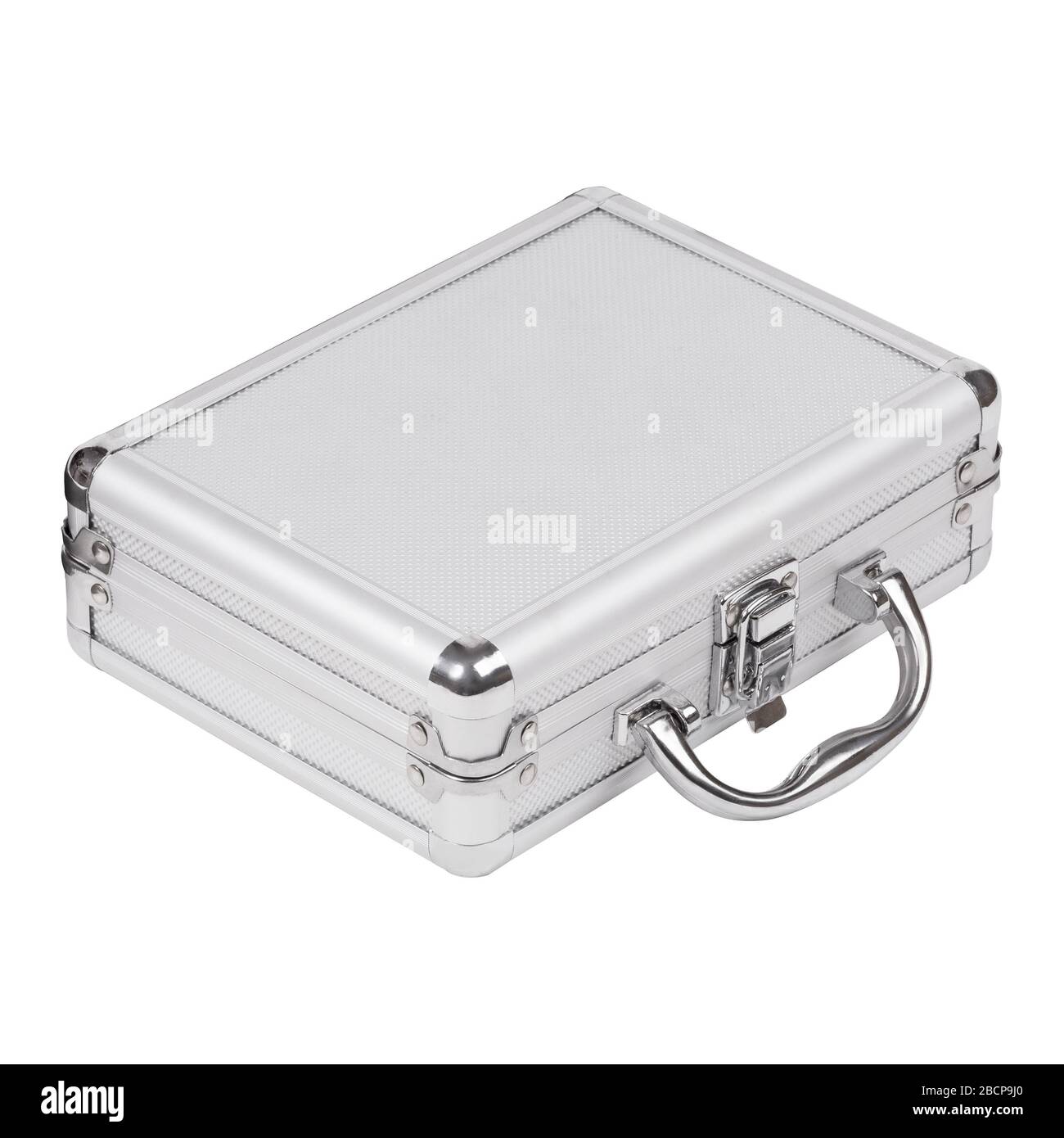 Aluminum closed case suitcase isolated on white background Stock Photo ...