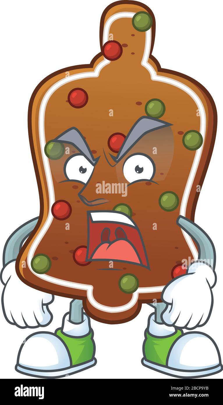 Gingerbread bell cartoon character design with mad face Stock Vector ...