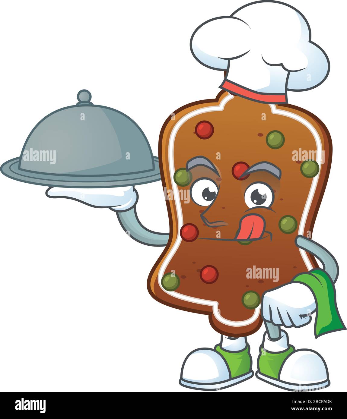 A gingerbread bell chef cartoon design with hat and tray Stock Vector ...