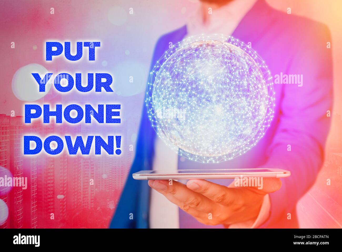 Text sign showing Put Your Phone Down. Business photo showcasing end ...