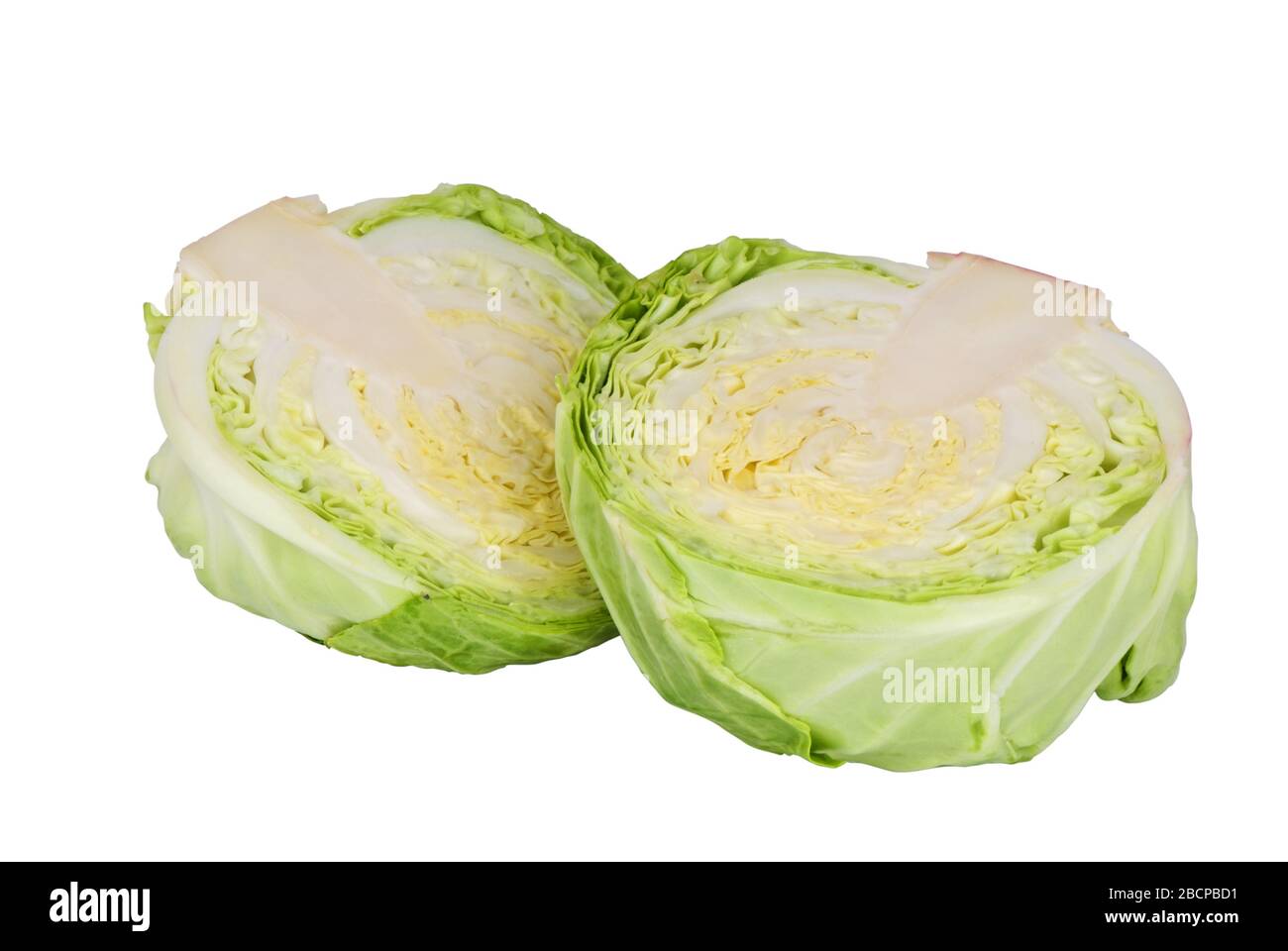 cut in half Head of cabbage on a white background Stock Photo - Alamy