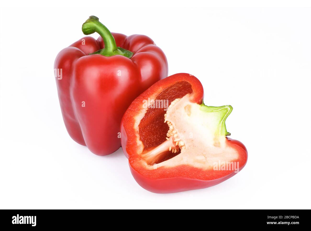 Red sweet pepper on a white background Stock Photo - Alamy