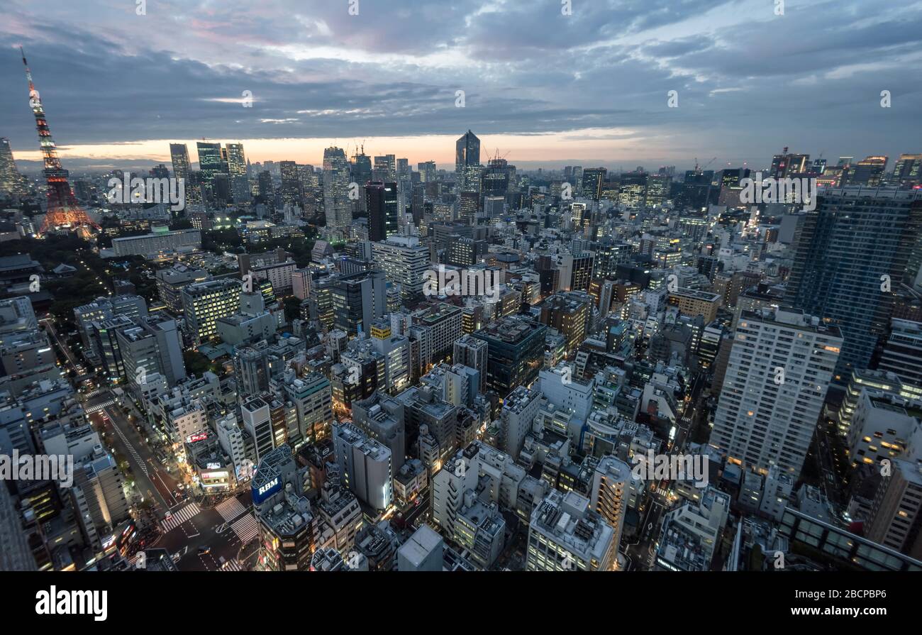 Tokyo, Japan - Sep 27, 2018: Tokyo cityscape at dusk view from ...