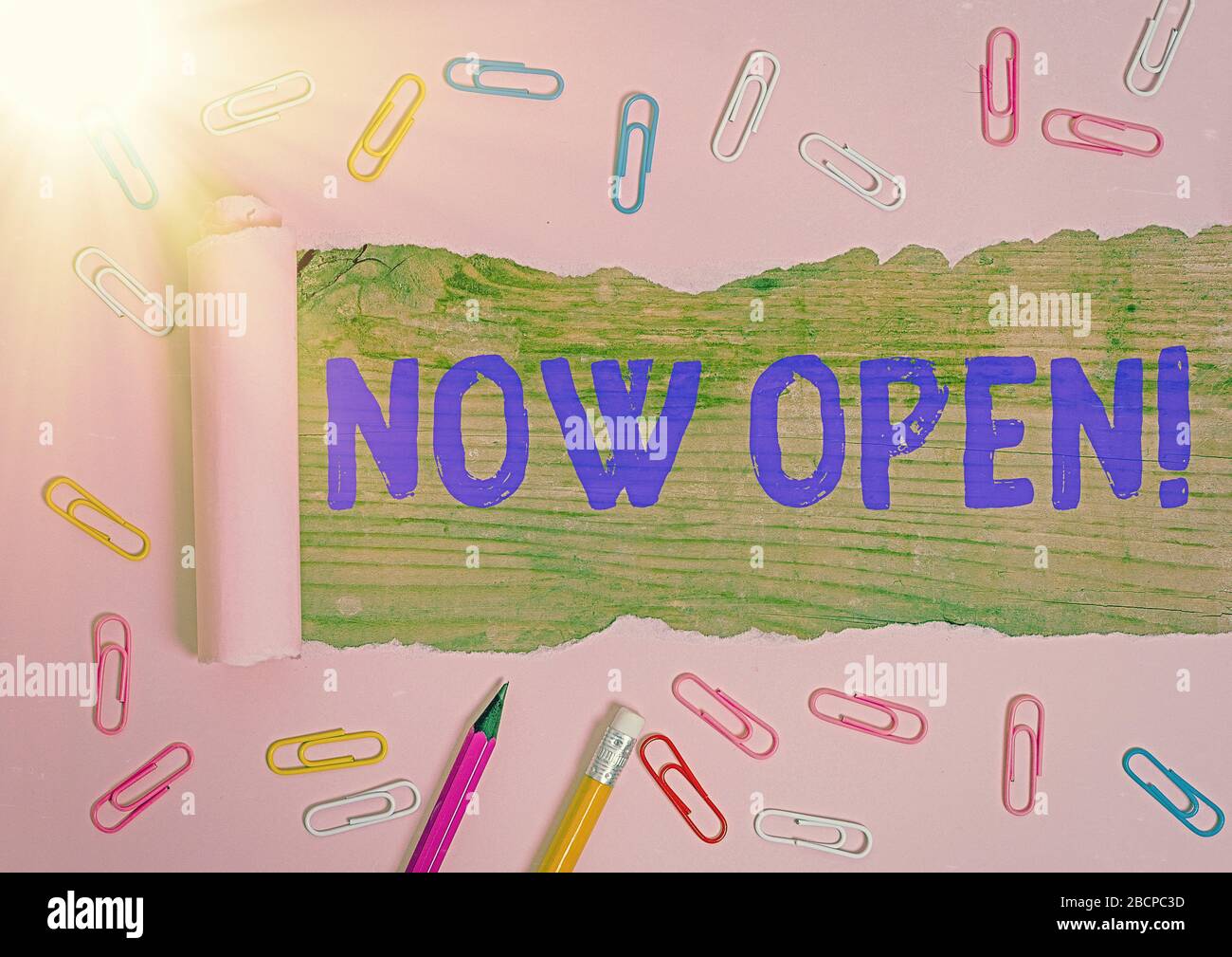 Conceptual hand writing showing Now Open. Concept meaning leave door or ...