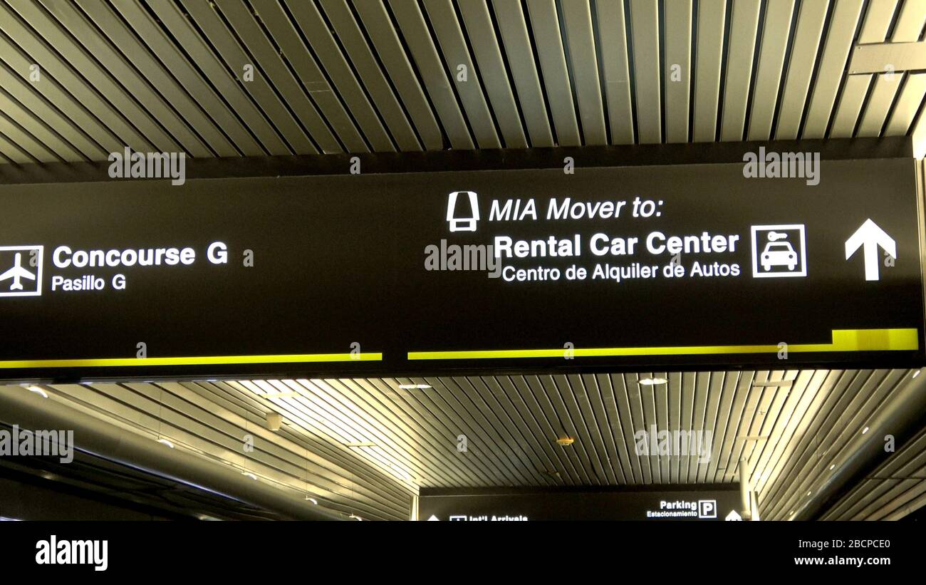 Direction sign to MIA Mover at Miami Airport - MIAMI, USA APRIL 10 ...