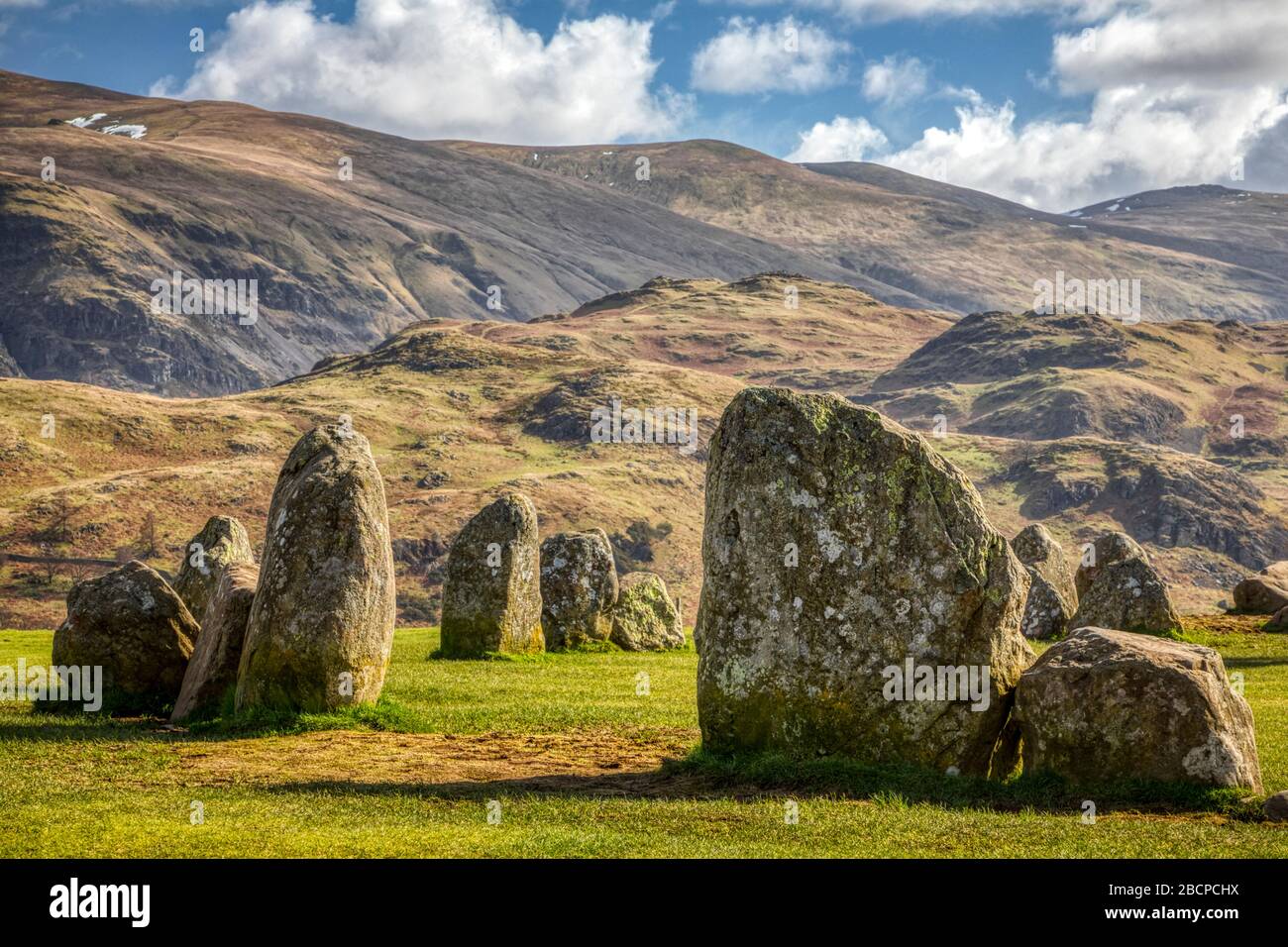 Castlerigg Stone Circle Keswick looking towards High Rigg Stock Photo ...