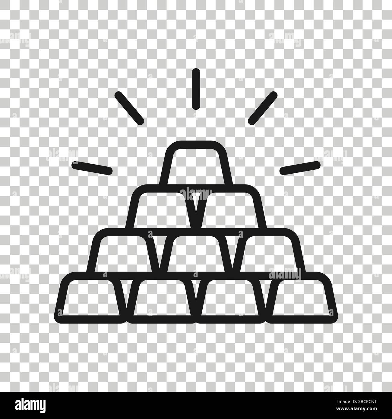 Gold stack icon in flat style. Silver brick vector illustration on ...