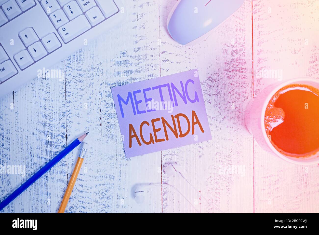 Text sign showing Meeting Agenda. Business photo showcasing items that ...