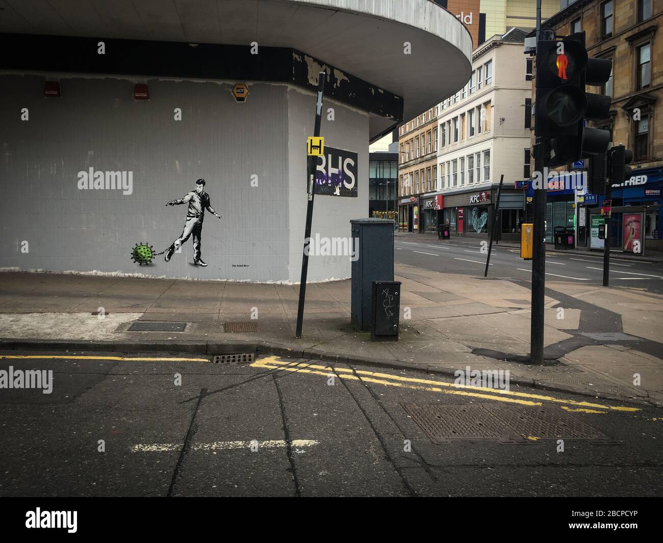 Glasgow, UK. 5th Apr, 2020. A new mural by the street artist The Rebel ...