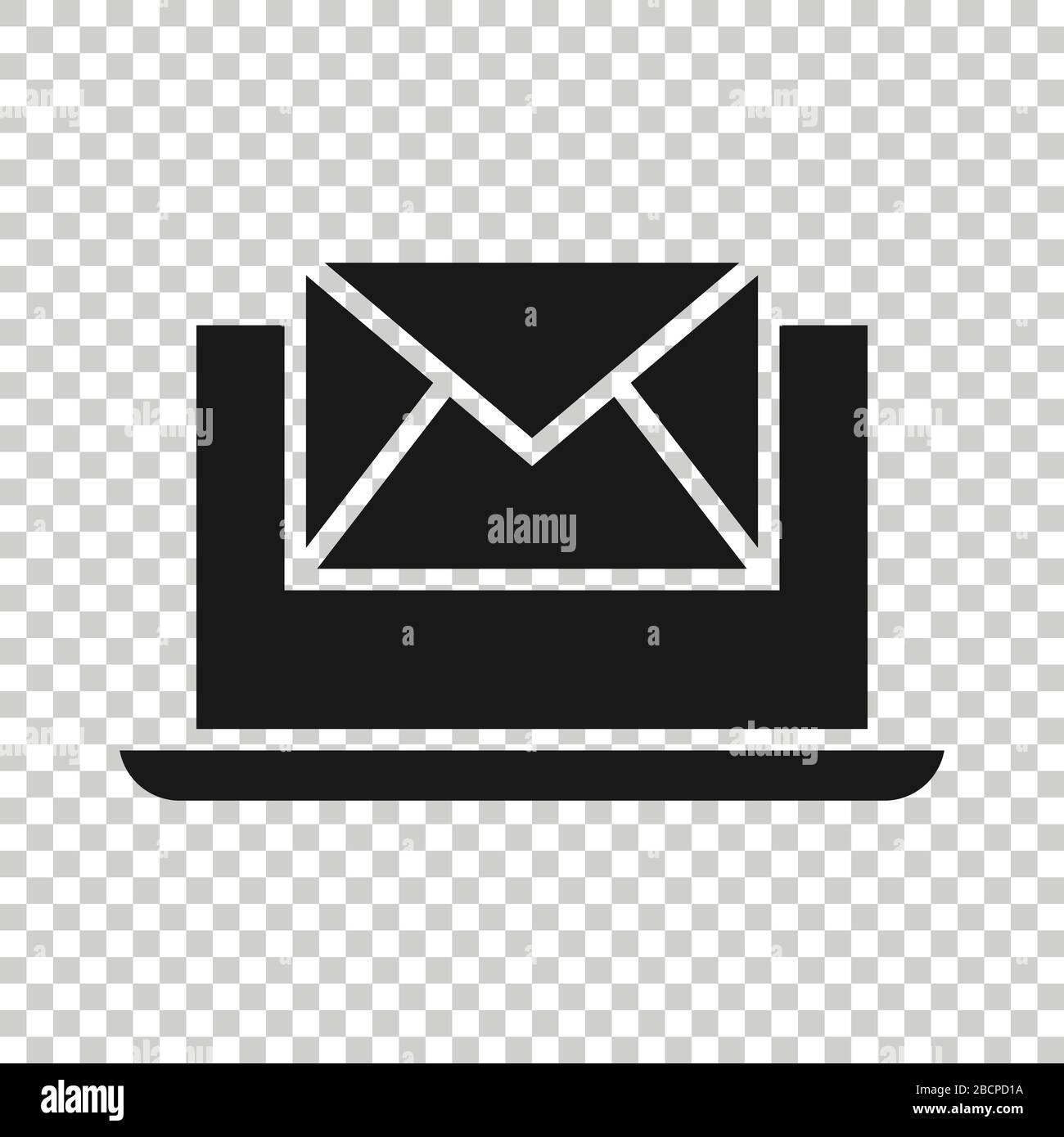 Laptop with email icon in flat style. Mail notification vector ...