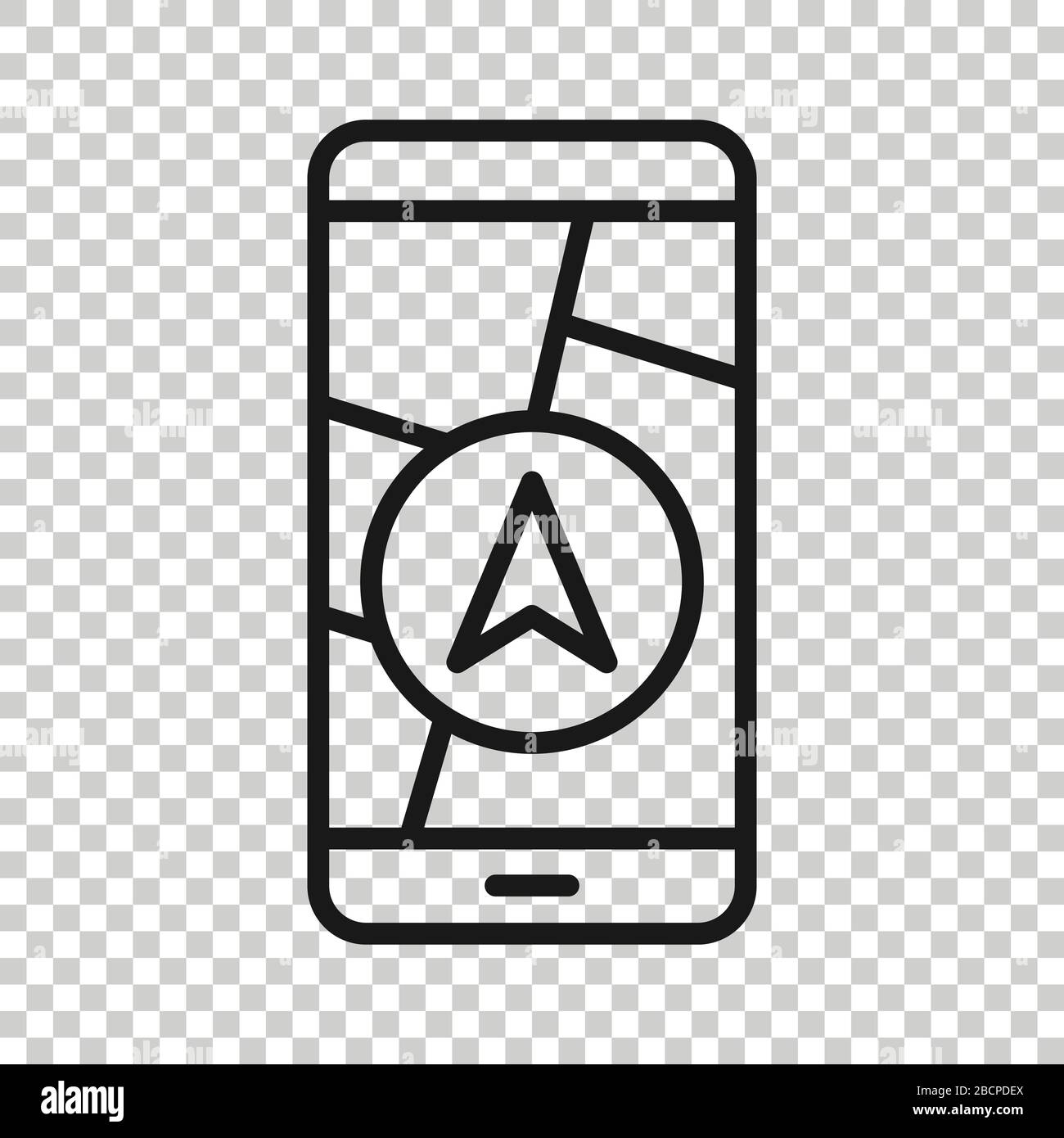 Smartphone map icon in flat style. Mobile phone gps navigation vector ...