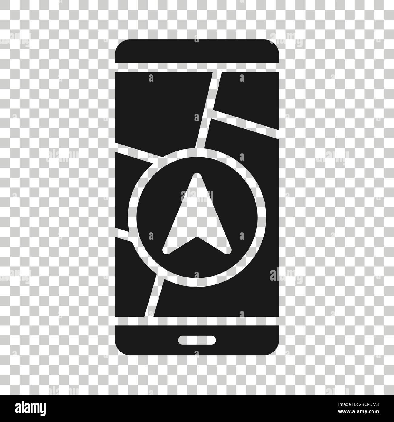 Smartphone map icon in flat style. Mobile phone gps navigation vector ...