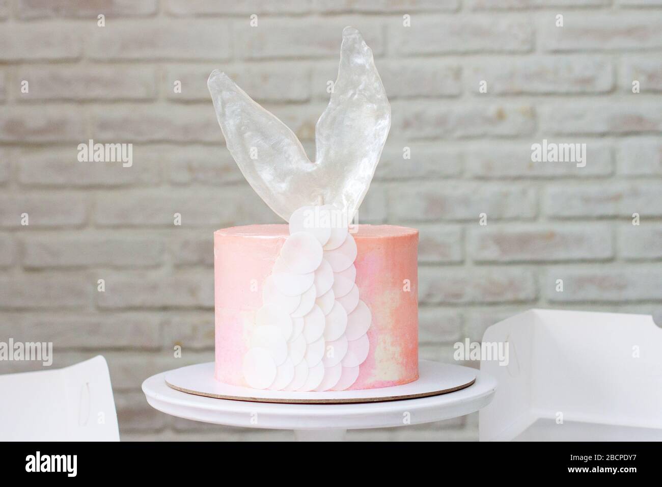 Mermaid theme candy bar with cake, cupcakes, macaroons and biscuits ...