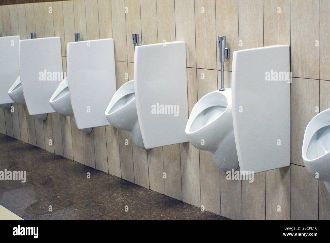 white male toilets are open in public places and look clean Stock Photo ...
