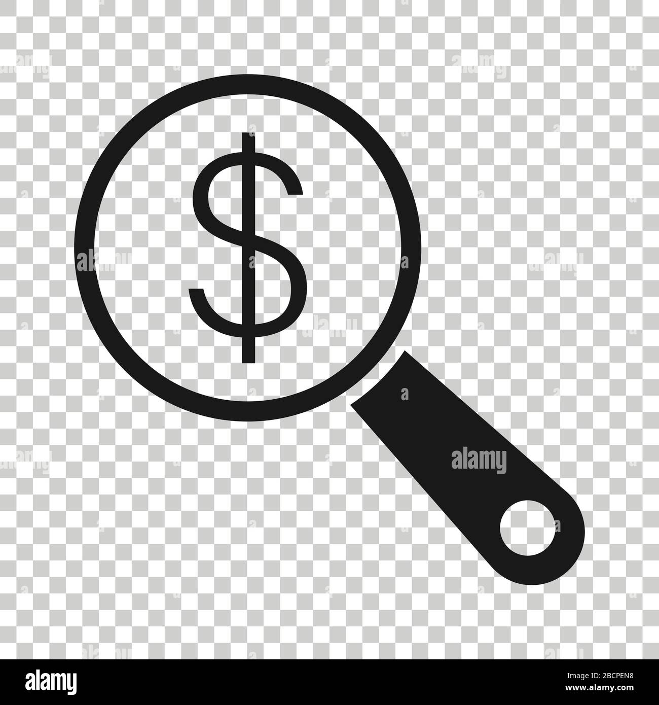 Magnifier glass with money icon in flat style. Dollar search vector ...