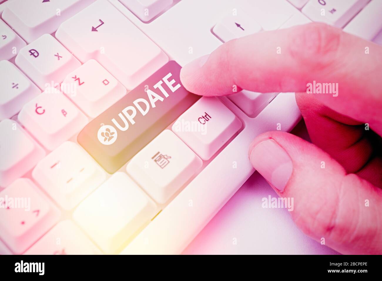 Conceptual hand writing showing Update. Concept meaning make something more modern or up to date ...