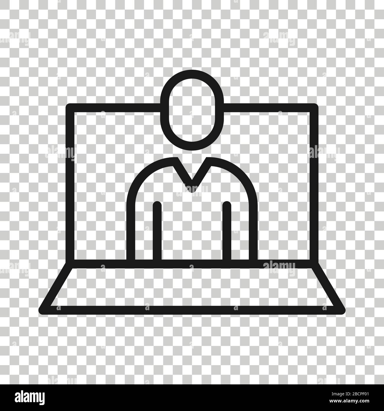 People with laptop computer icon in flat style. Pc user vector ...