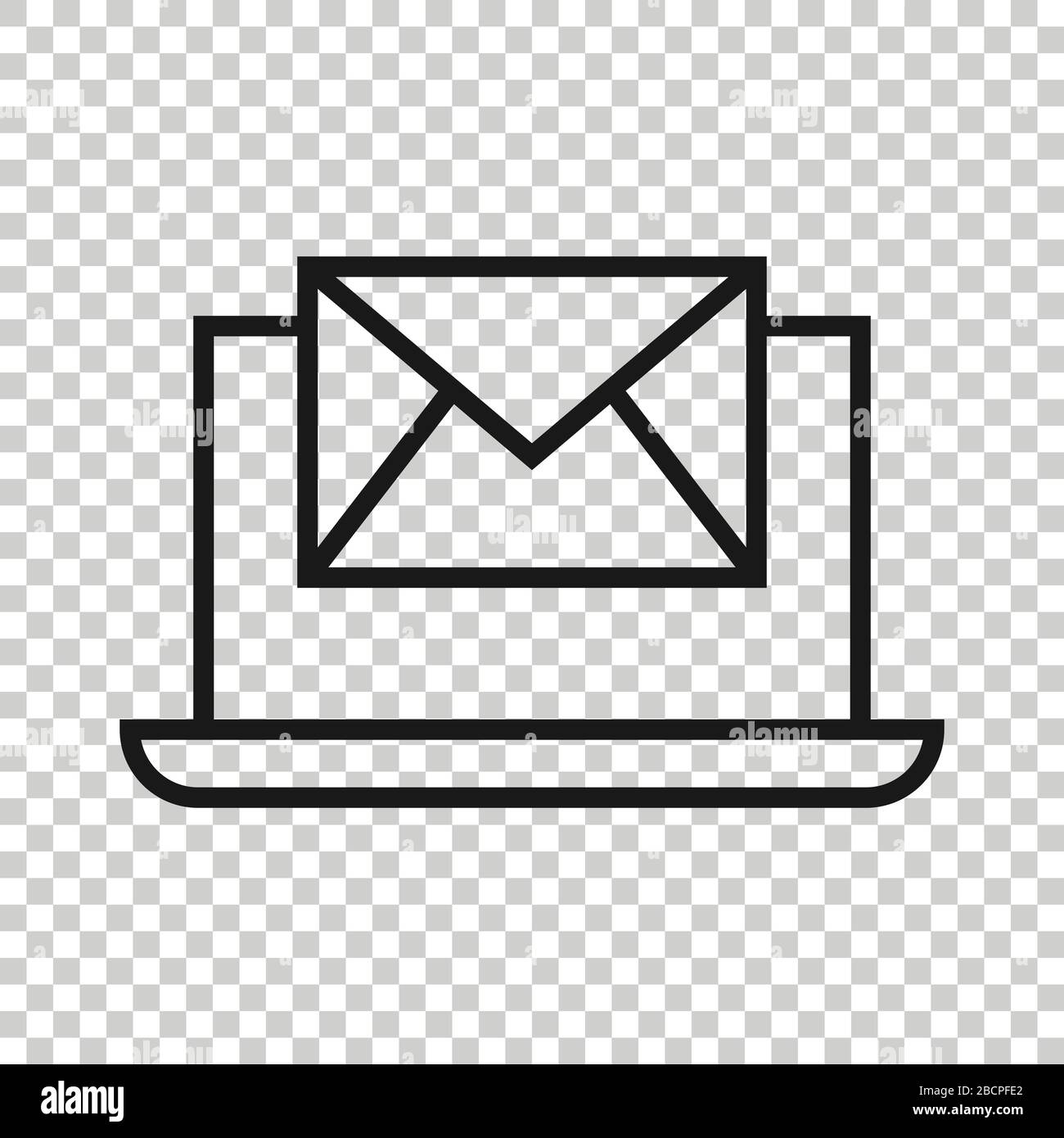 Laptop with email icon in flat style. Mail notification vector ...